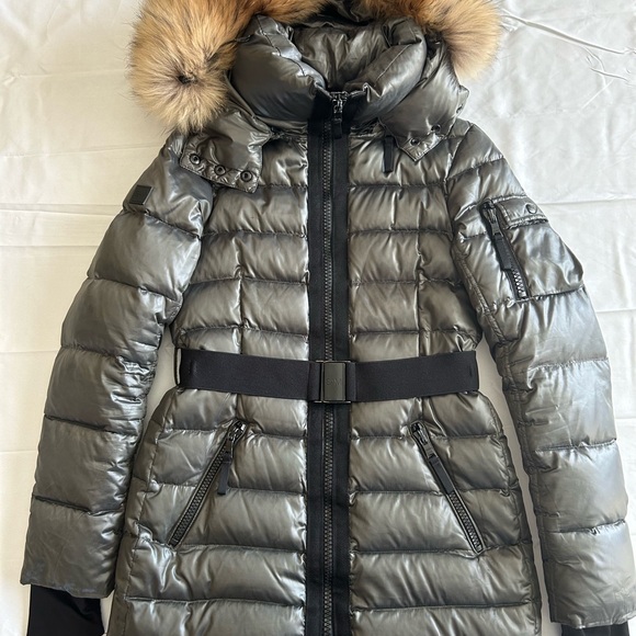 SAM. | Jackets & Coats | Sam Metallic Gray Puffer Jacket With Fur Hood ...